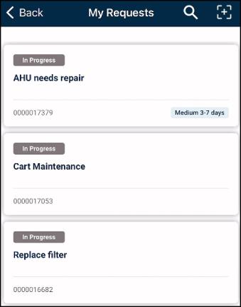 Viewing your requests in the mobile app