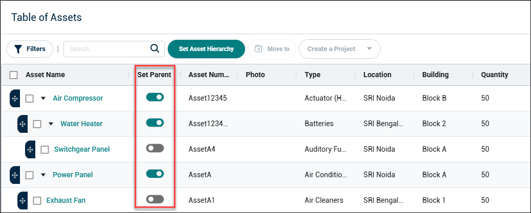 Asset Hierarchy Creation