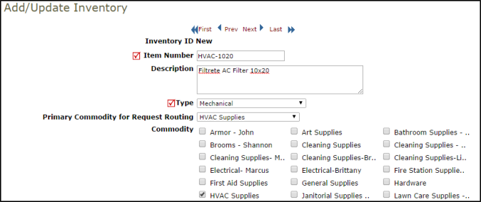 Entering New Inventory Items