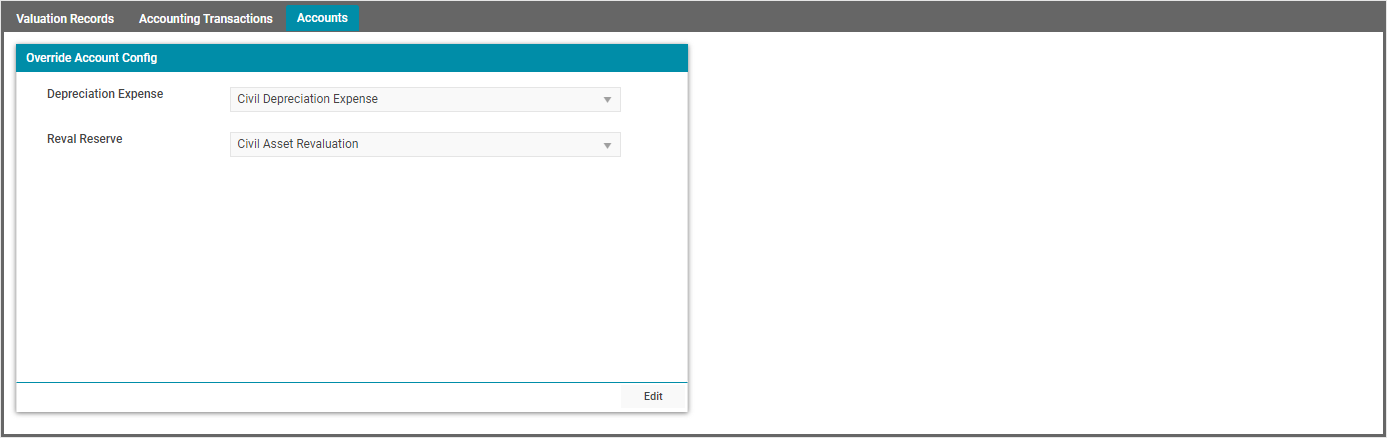 Accounting Details for Asset Component