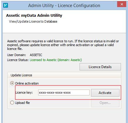 Deployment Configuration - Applying / Updating a Licence File