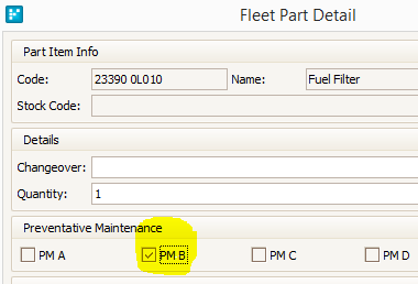 Parts tab - Adding Parts