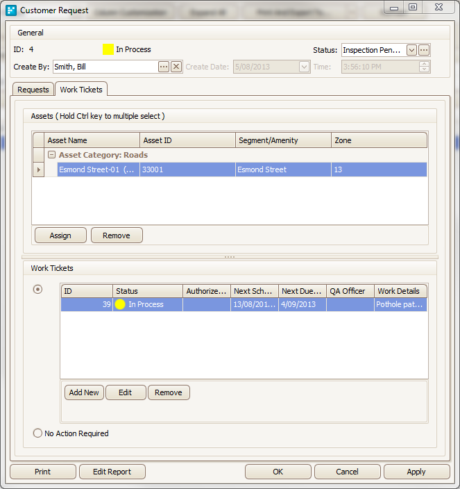 Adding New Records and Closing Records - Customer Request Records