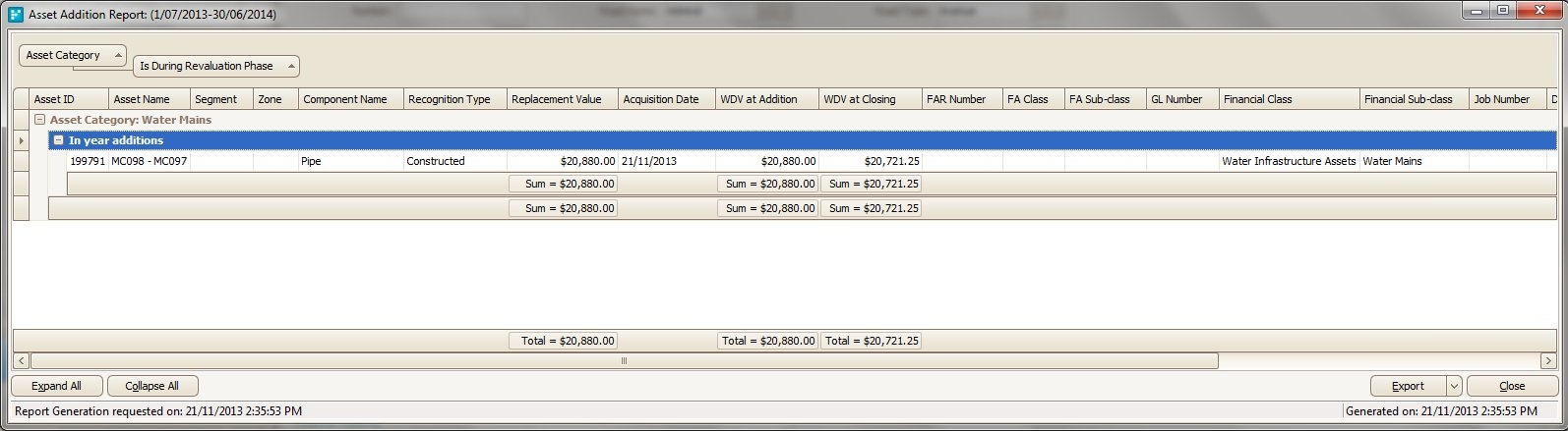 Asset Addition and Disposal Reports