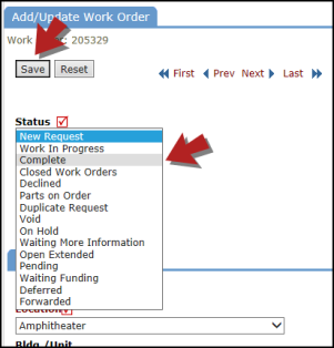Completing and Closing a Work Order
