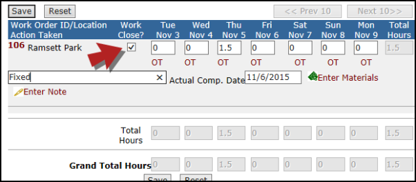 Completing and Closing a Work Order