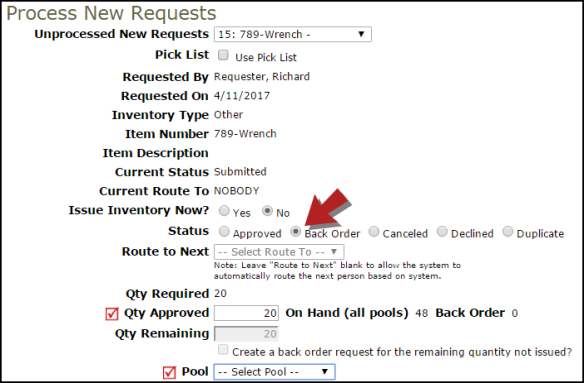Processing Inventory Requests