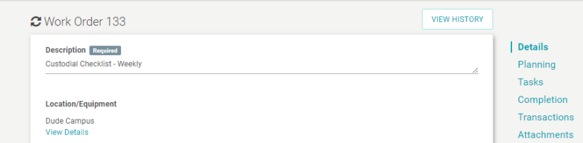Viewing Work Order History